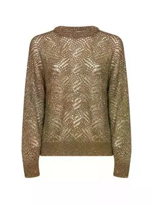 Brunello Cucinelli Sequin-embellished Openwork-knit Sweater - Brown
