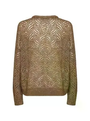 Brunello Cucinelli Sequin-embellished Openwork-knit Sweater
