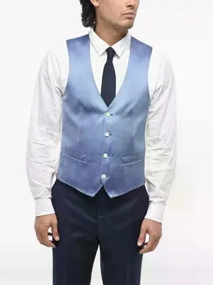 Corneliani Cerimonia Academia Satin-finish Silk Waistcoat - Blue