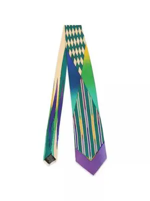 Versace Geometric Print Neck Tie - Green