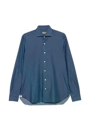 BARBA NAPOLI Cutaway-collar Long-sleeve Shirt - Blue