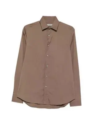 Canali Spread-collar Long-sleeve Shirt - Brown