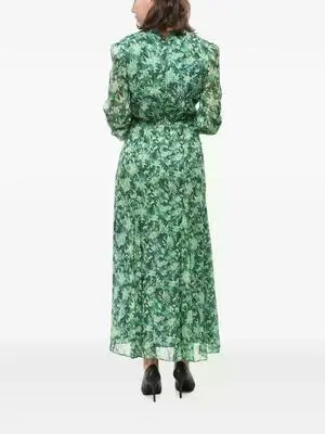 Saloni Annabelle Botanical Print Silk Dress