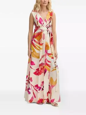 Lola Casademunt Floral-print Maxi Tie-waist Dress - Neutrals