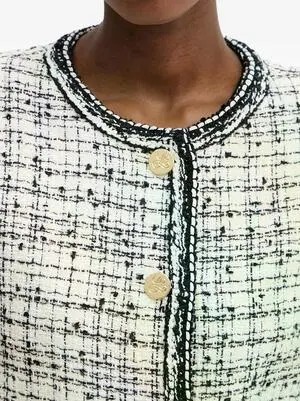 Luisa Spagnoli Textured Tweed Jacket With Gold-tone Logo Buttons