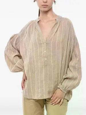 Woolrich Striped V-neck Blouse - Neutrals