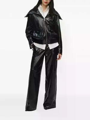 Karl Lagerfeld Wide-leg Leather Pants - Black