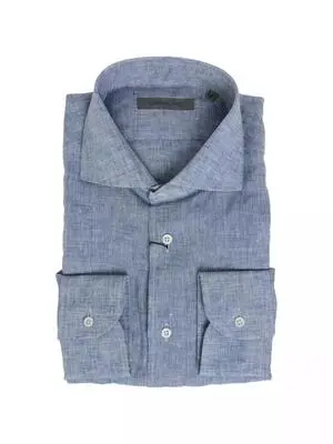 Corneliani French Collar Linen Shirt - Blue