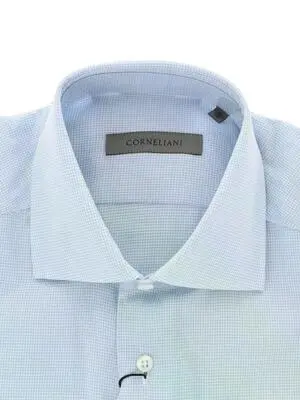 Corneliani Mini-check French-collar Shirt - Blue