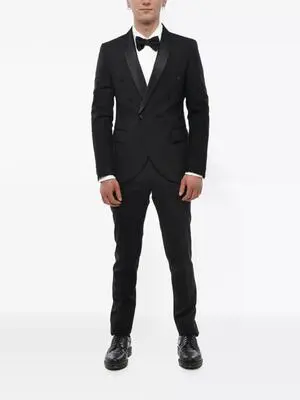 Corneliani Code Satin-lapel Double-breasted Suit - Black