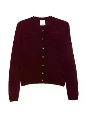 ALLUDE Button-up Ribbed-trim Cardigan - Red