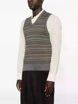 LEMAIRE V-neck Jacquard-knit Vest