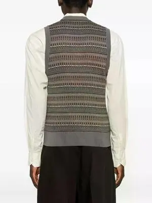 LEMAIRE V-neck Jacquard-knit Vest