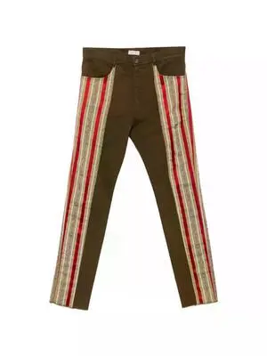 ROMEO GIGLI 1990s Striped-panel Trousers - Brown