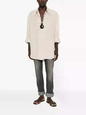 Gianfranco Ferre 1990s Embroidered Linen Shirt