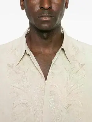 Gianfranco Ferre 1990s Embroidered Linen Shirt