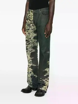 Roberto Cavalli 2000s Animal Print Paneled Jeans