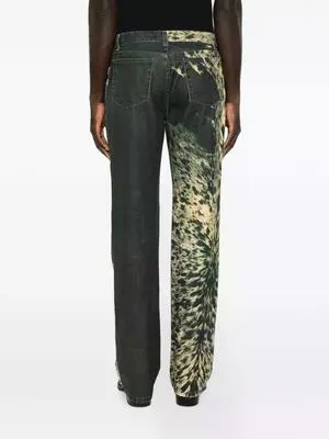 Roberto Cavalli 2000s Animal Print Paneled Jeans