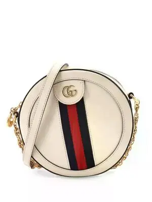 Gucci Ophidia Round Shoulder Bag Leather Mini Crossbody Bag - White