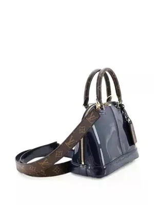 LOUIS VUITTON Alma Handbag Vernis Monogram Canvas Bb Satchel - Blue
