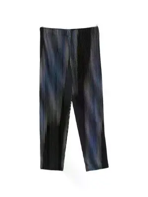 Issey Miyake Plissé-effect Printed Trousers - Black