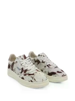AUTRY Pony Fur Cow-print Lace-up Sneakers