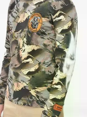 Heron Preston Camouflage Print Crew Neck Long Sleeve Sweater