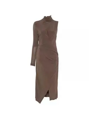 Pinko Asymmetric Cut-out Midi Dress - Brown