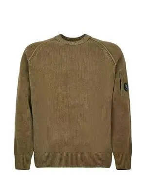 C.P. COMPANY Chenille Cotton Lens Crewneck Sweater - Green