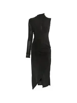 Pinko Cadillac Asymmetric Cut-out Midi Dress - Black