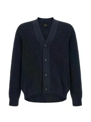 BOSS Honeycomb-knit V-neck Cardigan - Blue