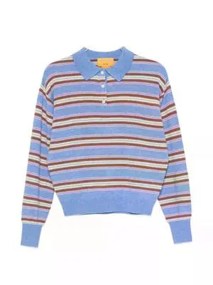 Guest In Residence Collegiate Stripe-pattern Polo Sweater - Blue