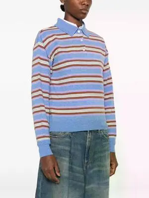 Guest In Residence Collegiate Stripe Polo Sweater - Blue