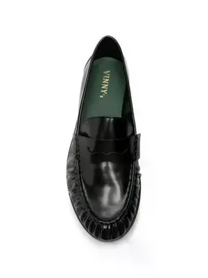 VINNY'S Ruched-detail Leather Loafers