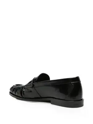 VINNY'S Ruched Detail Leather Loafers