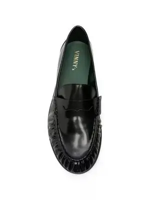 VINNY'S Ruched Detail Leather Loafers