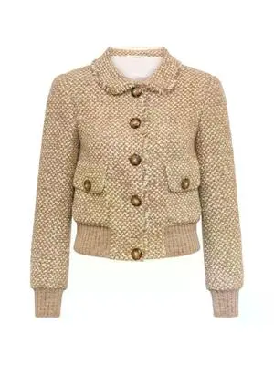 MAISON COMMON Frayed-trim Cashmere Jacket - Neutrals