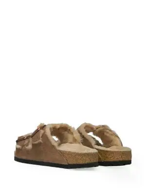 BIRKENSTOCK Arizona Shearling-lined Buckle-fastening Sandals - Brown