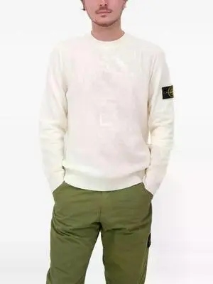 Stone Island 5100029 Micro Stitch Soft Organic Cotton Jumper - Neutrals