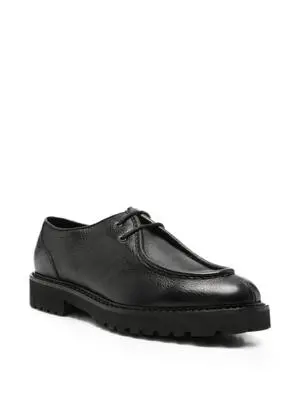 DOUCAL'S Grained Leather Derby Shoes - Black