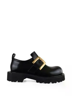 Balmain Anthem Buckle Leather Loafers - Black