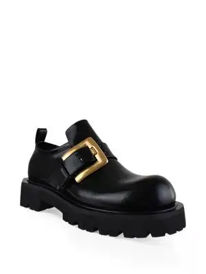 Balmain Anthem Buckle Leather Loafers
