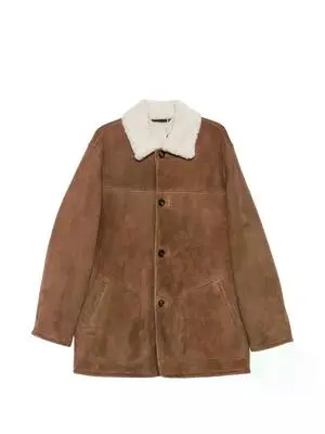 MANZONI 24 Shearling-collar Suede Coat - Brown