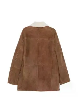 MANZONI 24 Shearling-collar Suede Coat - Brown