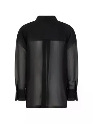 P.a.r.o.s.h Ruffled Semi-sheer Blouse - Black