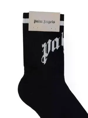 Palm Angels Curved-logo Socks - Black