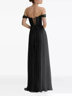 FRAMBOISE Off-shoulder Pleated Maxi Dress