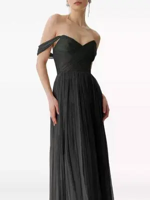 FRAMBOISE Off-shoulder Pleated Maxi Dress