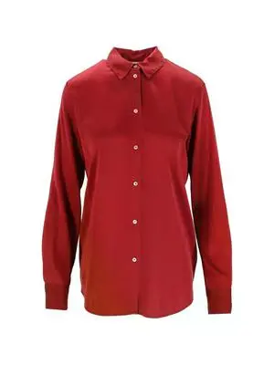 FORTE_FORTE Satin-finish Classic-collar Shirt - Red