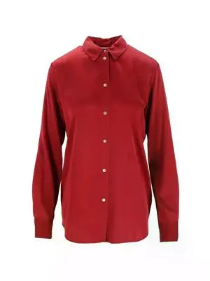 FORTE_FORTE Satin-finish Classic-collar Shirt - Red